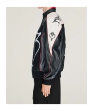 Y3 Chito Graphic Leather Biker Jacket