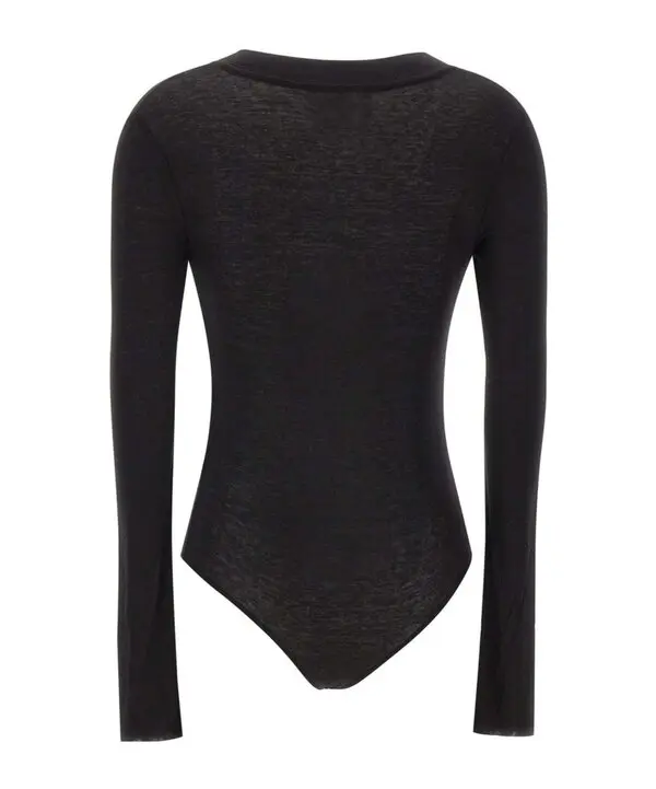 ENTIRE STUDIOS Wide Neck Long Sleeve Bodysuit - Black