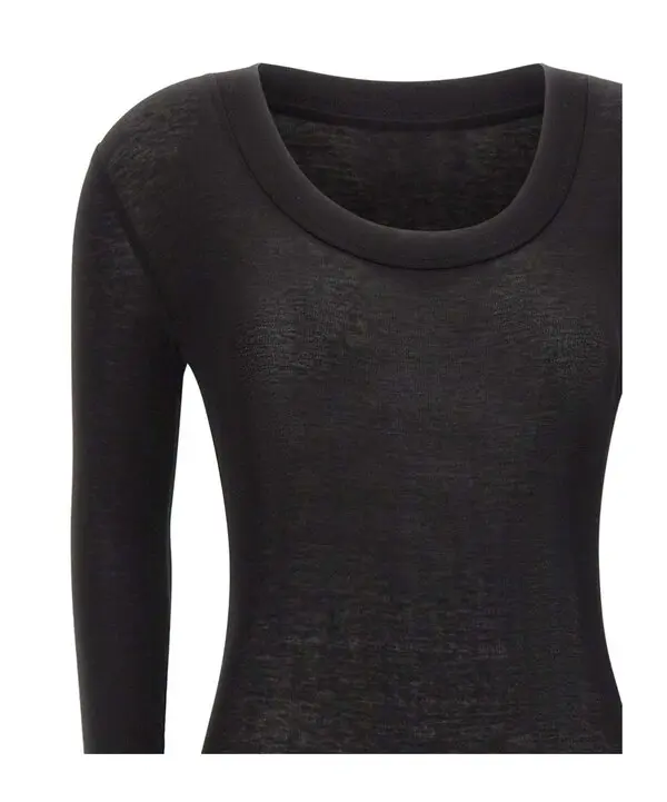 ENTIRE STUDIOS Wide Neck Long Sleeve Bodysuit - Black