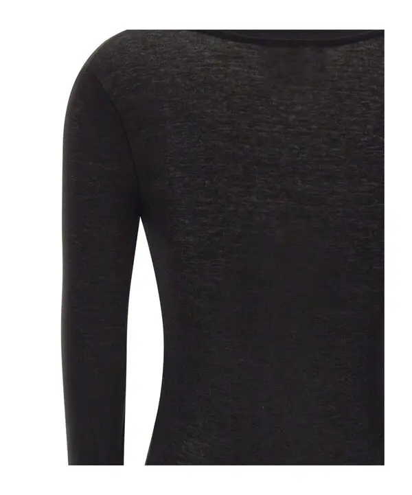 ENTIRE STUDIOS Wide Neck Long Sleeve Bodysuit - Black