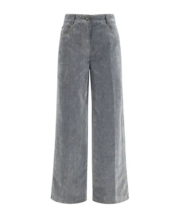 FORTE_FORTE Flocked Wide-leg Jeans