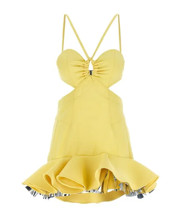 Rabanne Cut-out Flounce Mini Dress - Yellow