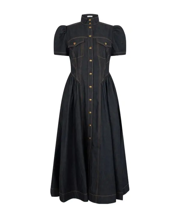 Zimmermann Corset Denim Midi Dress - Black