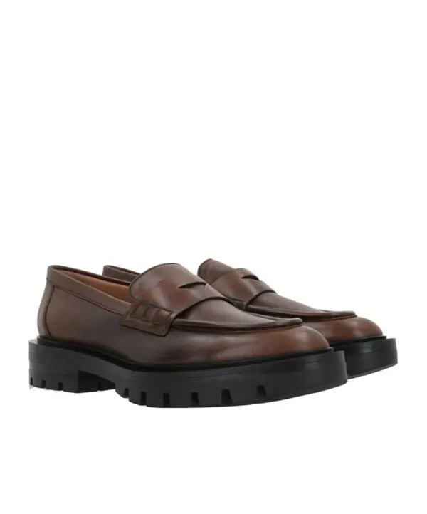 Santoni Leather Penny Loafers