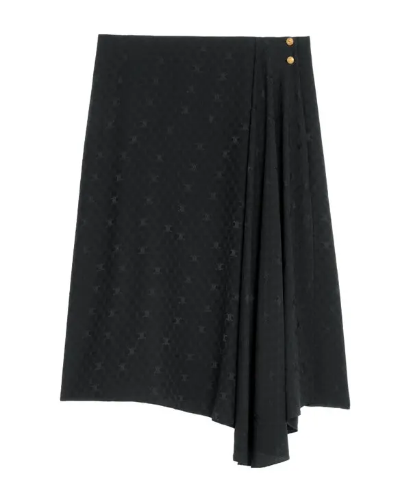 Celine Asymmetrical Skirt In Shiny Matte Silk