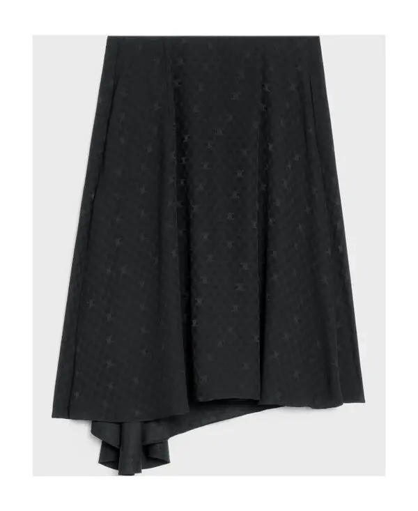 Celine Asymmetrical Skirt In Shiny Matte Silk