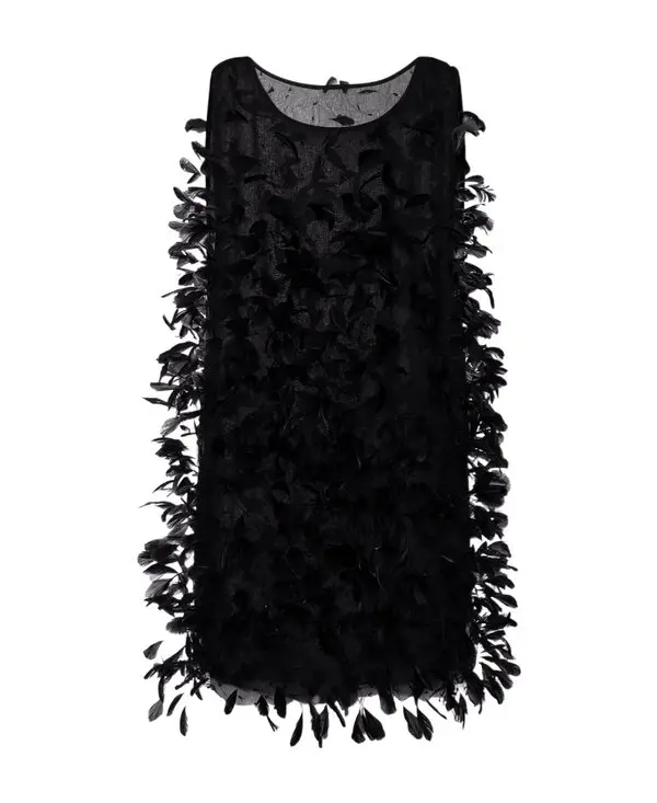Max Mara Feather Silk Chiffon Mini Dress