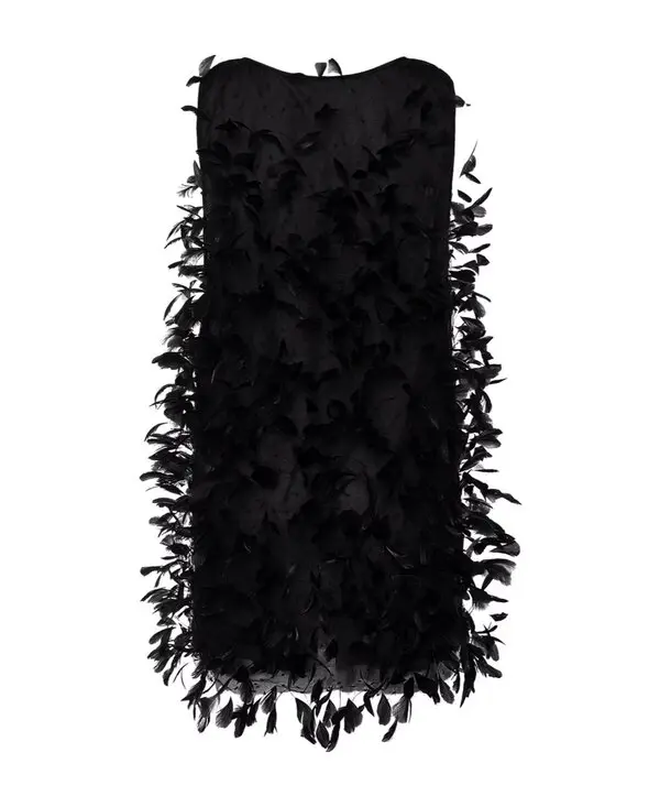 Max Mara Feather Silk Chiffon Mini Dress