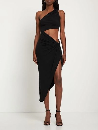 Michael Kors Plain Jersey Elastic Hollow Mid-length Dress