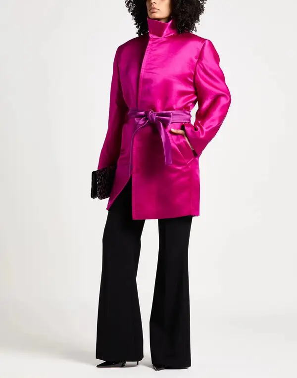 Saint Laurent Minimalist Solid Color Belted Coat