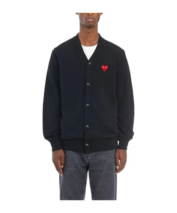 Play Comme Des Garcon V-neck Logo Cardigan
