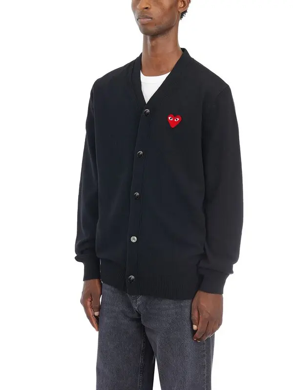 Play Comme Des Garcon V-neck Logo Cardigan