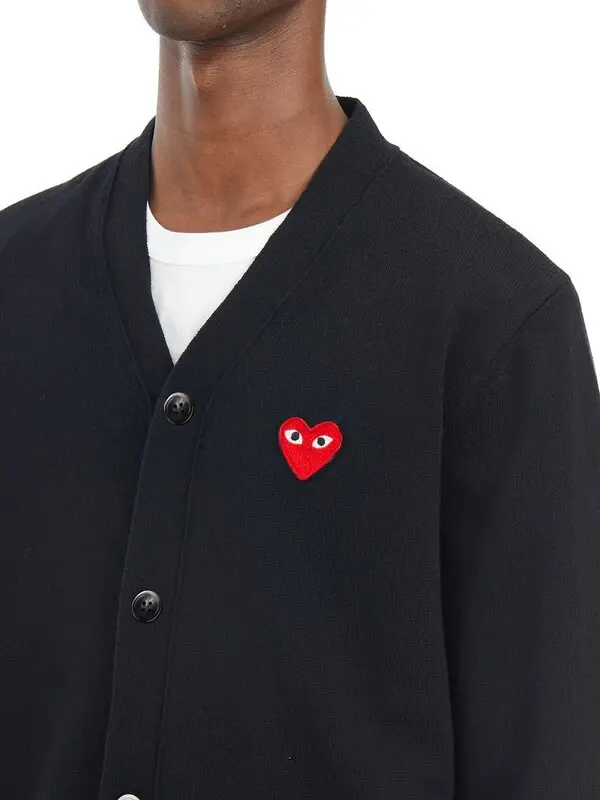 Play Comme Des Garcon V-neck Logo Cardigan