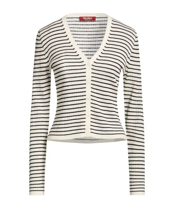 Max Mara Striped Knit Cardigan - White