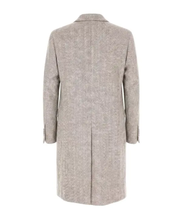 LARDINI Double-breasted Herringbone-tweed Coat