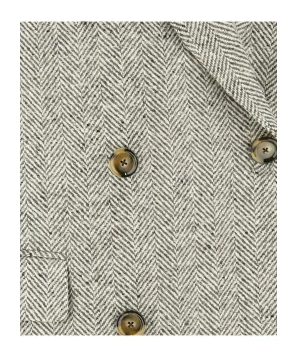 LARDINI Double-breasted Herringbone-tweed Coat