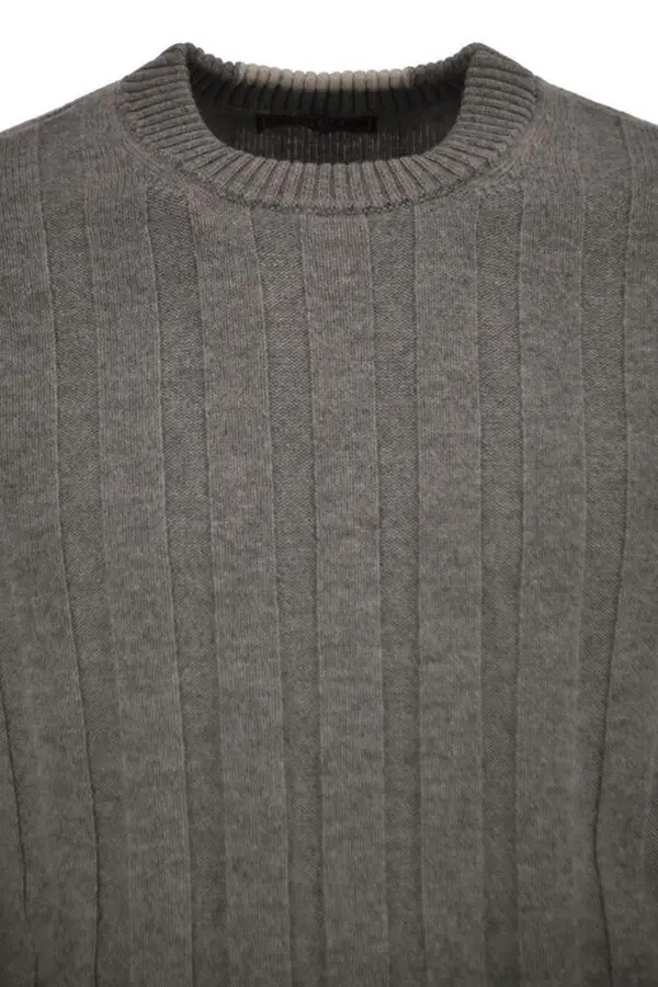 Peserico Ribbed Crew-neck Sweater - Grey