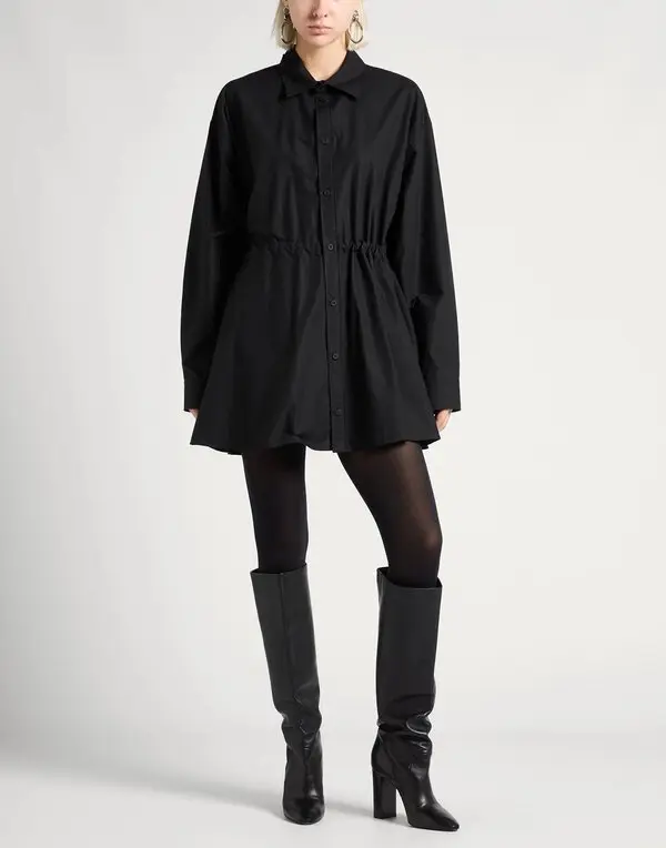 Balenciaga Solid Color Long-sleeve Shirt Dress - Black