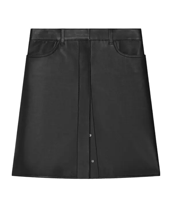 COURREGES Leather Snap-button Mini Skirt