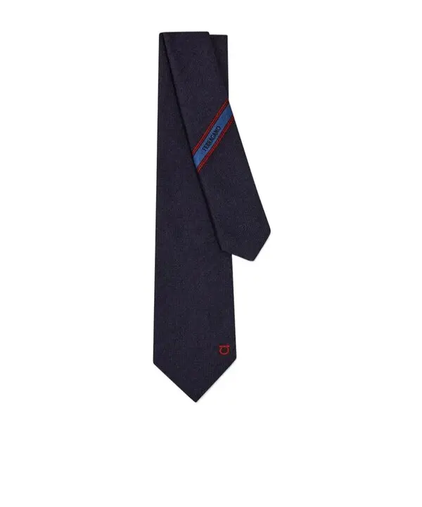 FERRAGAMO Logo Tie - Dark Blue