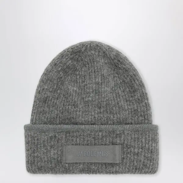 Jacquemus Dark Grey Gros Grain Beanie In Alpaca Blend - Gray