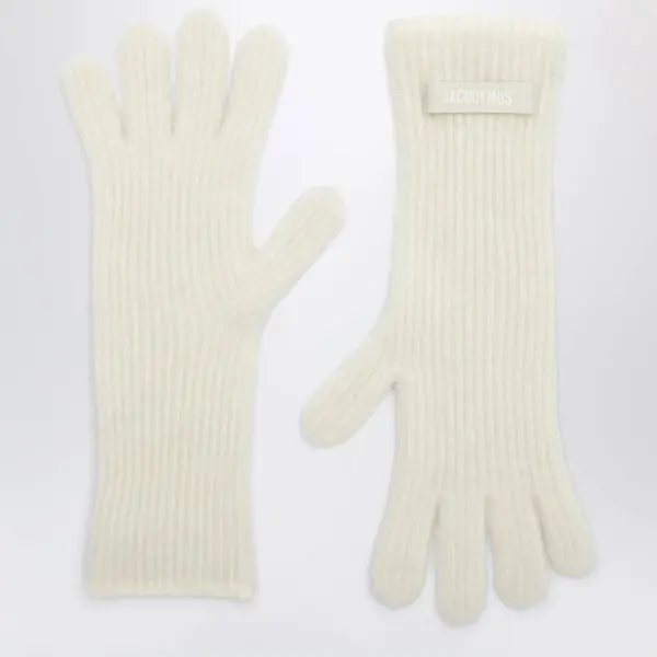 Jacquemus Gros Grain Gloves In Alpaca Blend - White
