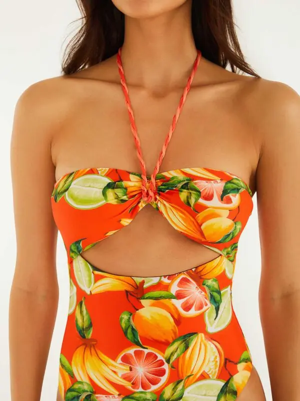 Farm Rio Fruit-print Cutout Swimsuit