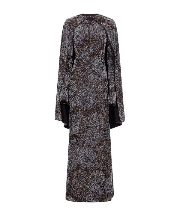 Rabanne Long-sleeve Pearl Crepe Dress - Black