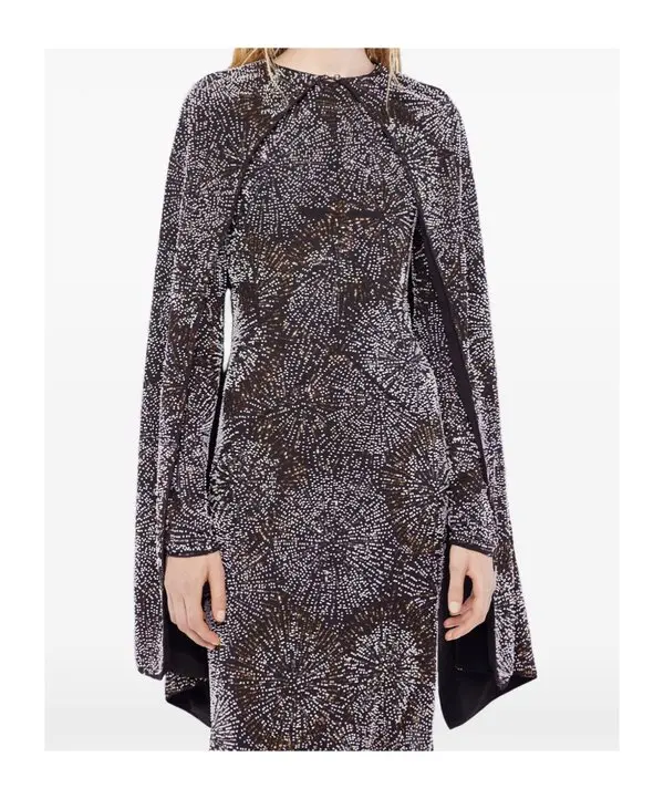 Rabanne Long-sleeve Pearl Crepe Dress