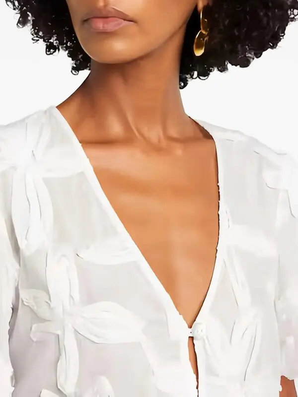 Farm Rio Embroidered Cropped Blouse