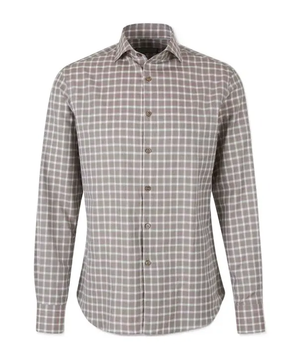 Canali Cotton Plaid Shirt - Grey