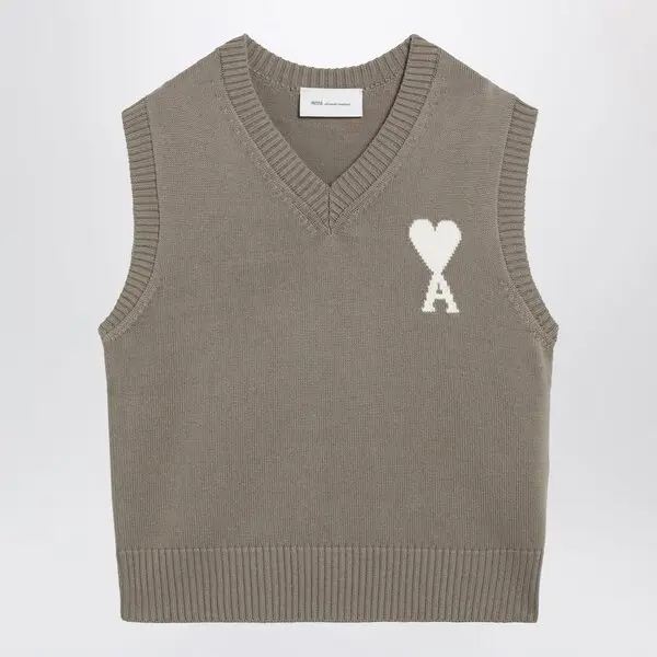 AMI Paris De Coeur Vest In Beige / Ecru - Cream