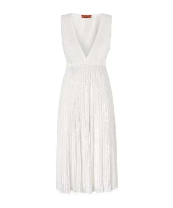 Missoni V-neck Midi Dress - White