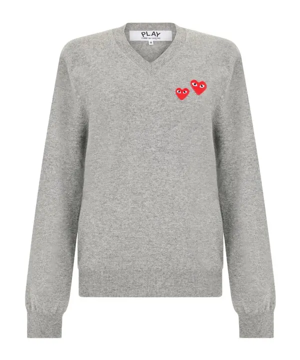 Play Comme Des Garcon Comme Des Garçons Play Heart Logo V-neck Knitted Sweater