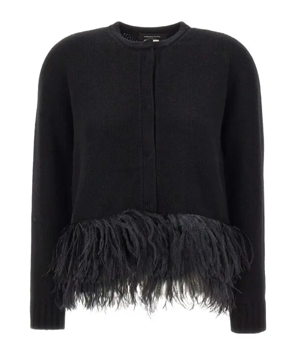 Fabiana Filippi Feather-trim Cardigan - Black