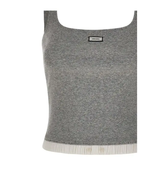 ENTIRE STUDIOS Cropped Ribbed Knitted Top