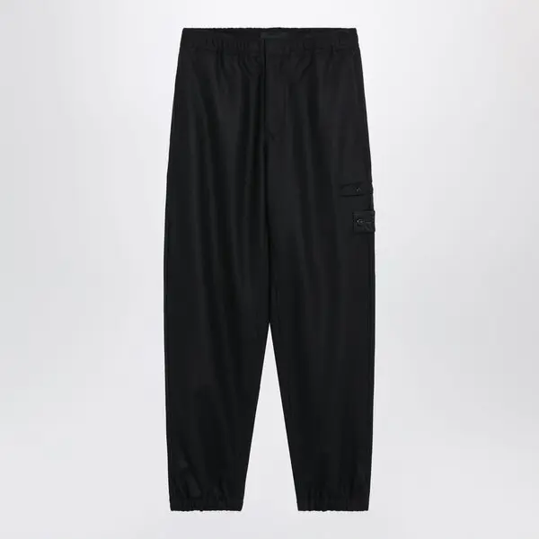 Stone Island Navy Jogging Trousers In A Wool Blend