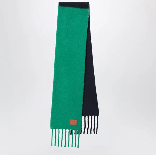 Loewe Green/blue Two-tone Scarf In Alpaca And Wool - Multicolor