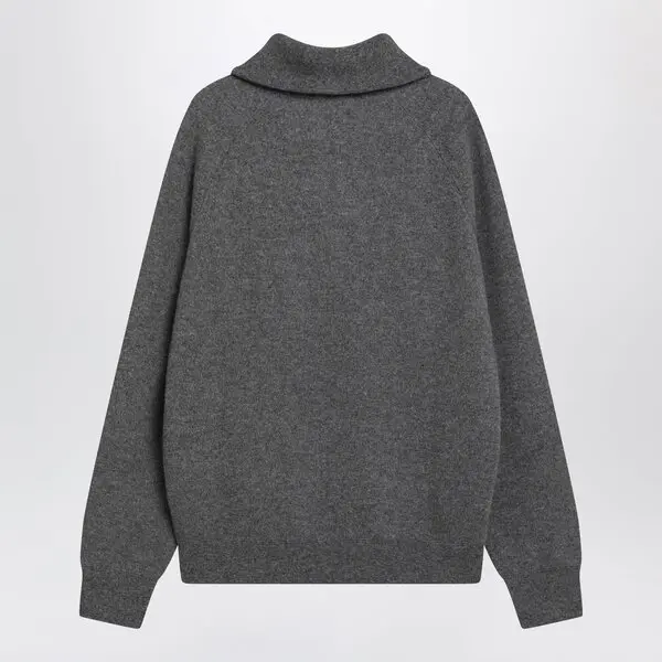 Prada Slate Grey Polo Sweater In Wool And Cashmere - Gray