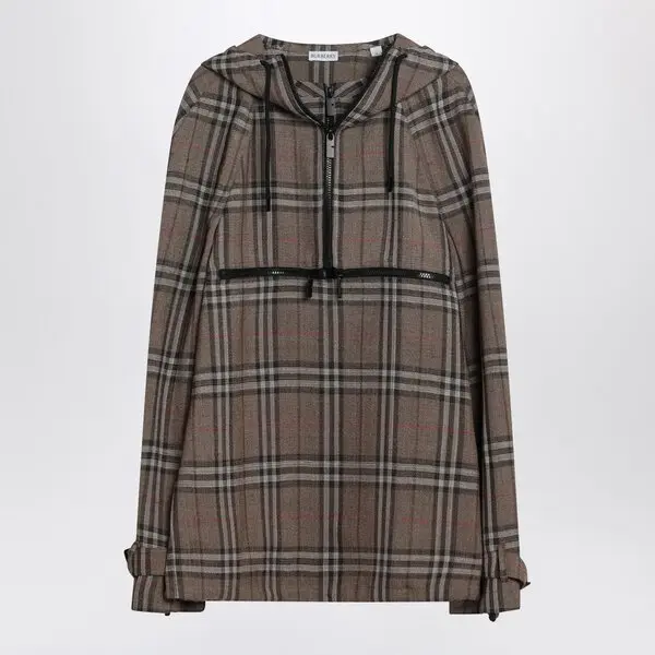 Burberry Half-zip Jacket With Check Pattern In Silk Blend