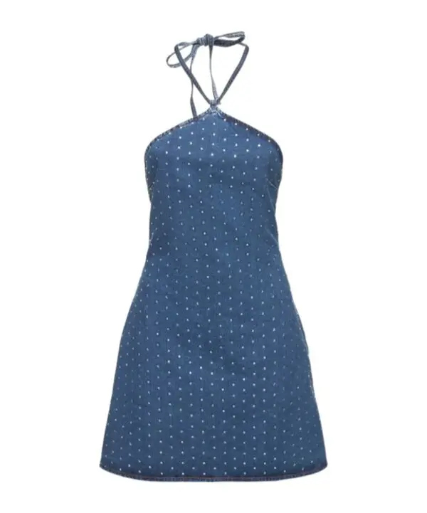 Giuseppe Di Morabito Embellished Cotton Denim Mini Dress - Blue