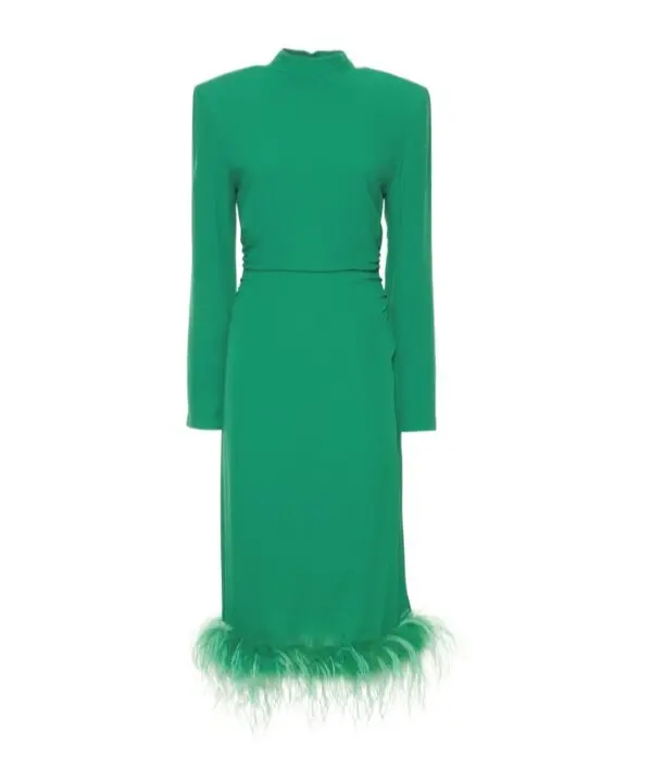 Giuseppe Di Morabito Viscose Midi Dress W/ Feathers