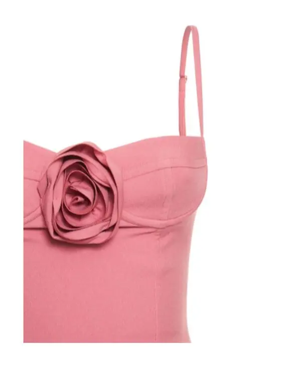 Blumarine Flower Detail Crepe Mini Dress
