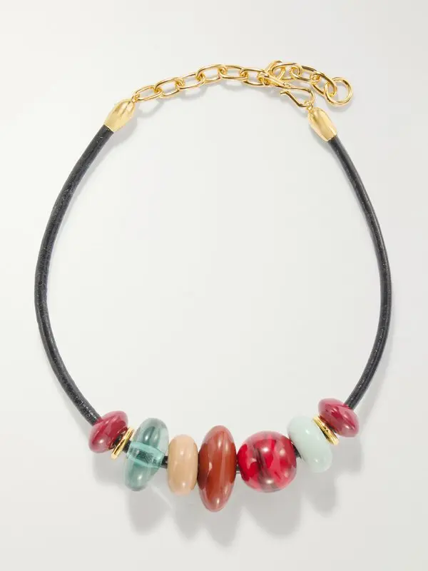 LIZZIE FORTUNATO Piedra Beaded Leather Necklace - Multi