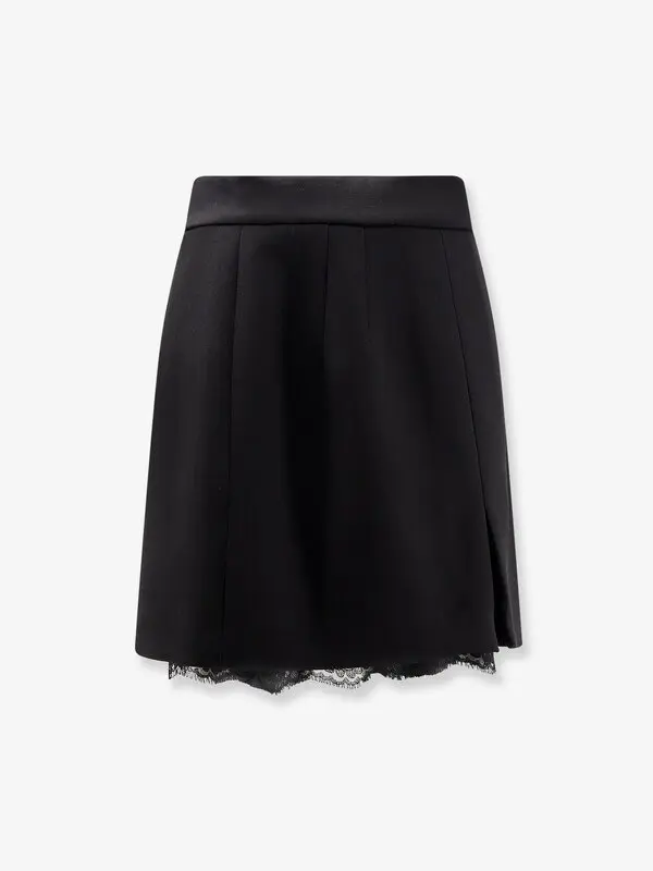 Dolce & Gabbana Virgin Wool Mini Skirt With Lace Detail