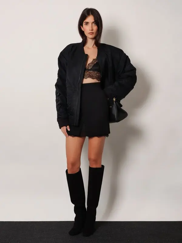 Dolce & Gabbana Virgin Wool Mini Skirt With Lace Detail