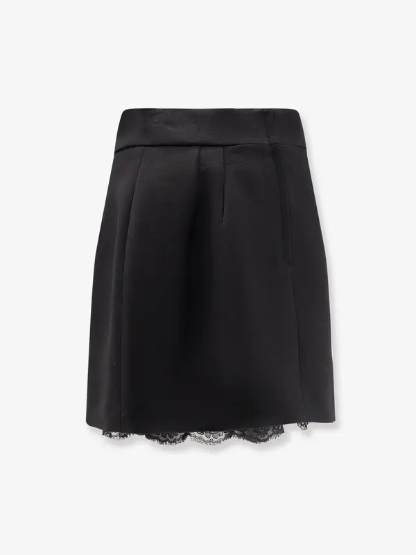 Dolce & Gabbana Virgin Wool Mini Skirt With Lace Detail