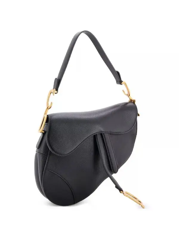 Dior Saddle Handbag Leather Medium Shoulder Bag - Black