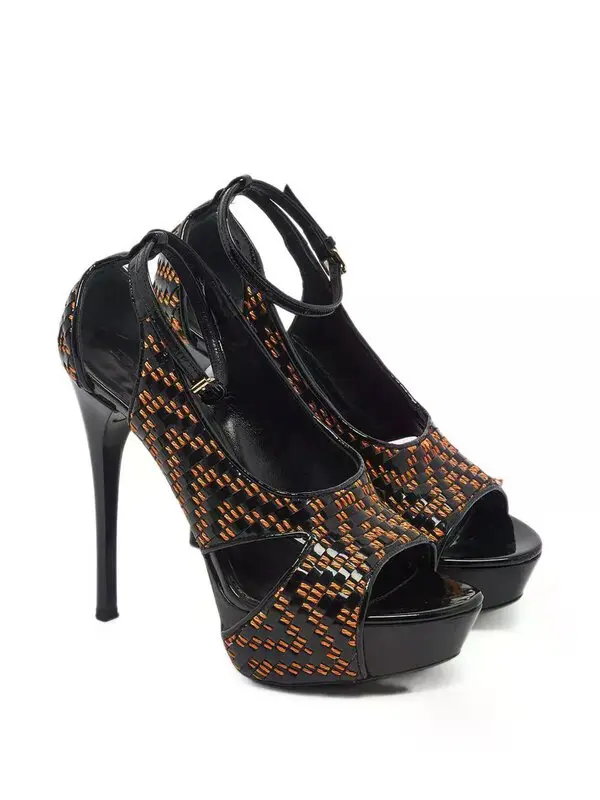 Burberry Woven Patent Leather Platform Pumps