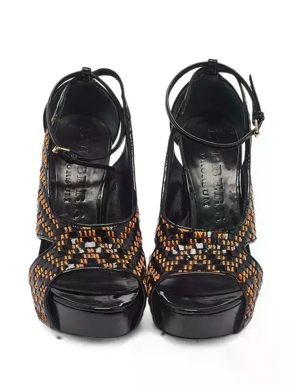 Burberry Woven Patent Leather Platform Pumps